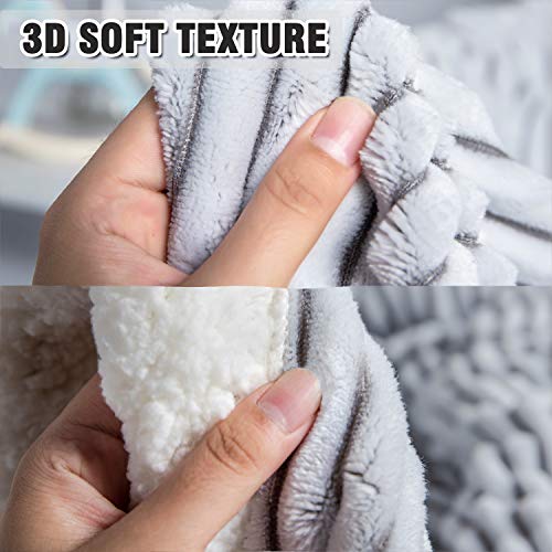 DISSA Sherpa Blanket Fleece Throw β 51x63, Grey & White β Soft, Plush, Fluffy, Fuzzy, Warm, Cozy, Thick β Perfect for Couch, Bed, Sofa, Chair - Reversible Throw Blanket