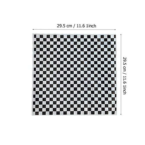 100 Sheets Black and White Checkered Dry Waxed Deli Paper Sheets, Grease Resistant Checkered ,Checkered Paper ,Deli Liner ,Checkered Paper Liners ,Checkered Basket Liners/Deli Paper (11.5''x11.5'')