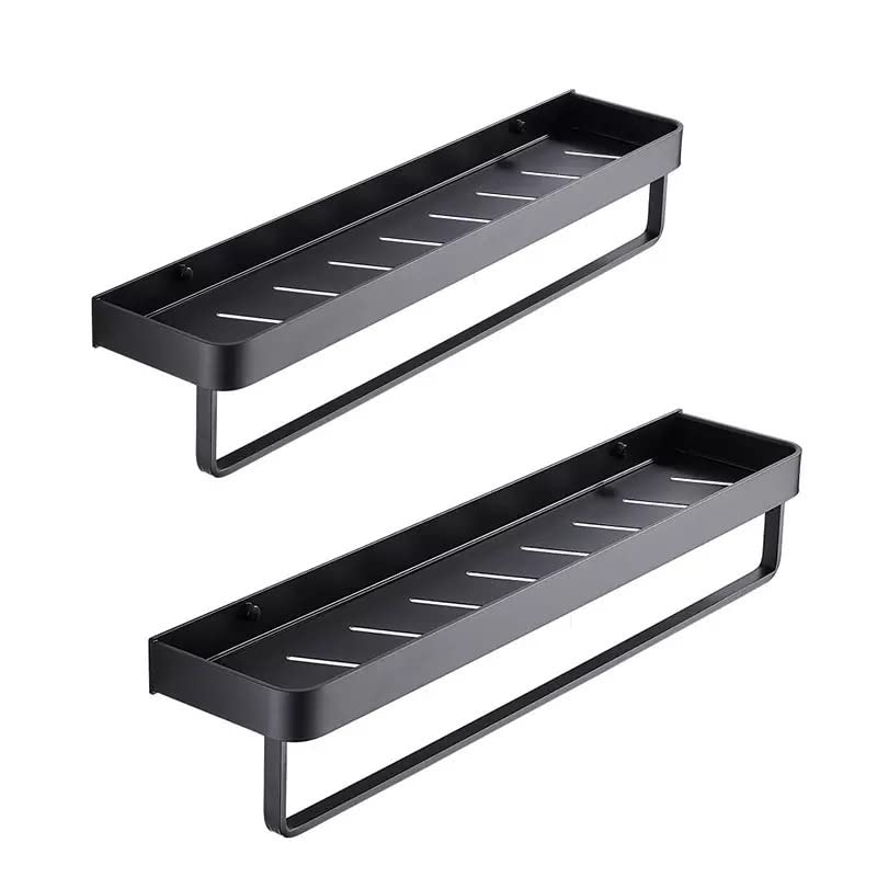 NEYSTYP Bathroom Shelves,Aluminum Wall Shelf Shower Organizer With Towel Bar,Adhesive or Drilling 2-In-1 Installation,12X5 Inches Shower Caddy - Gray (12 in)