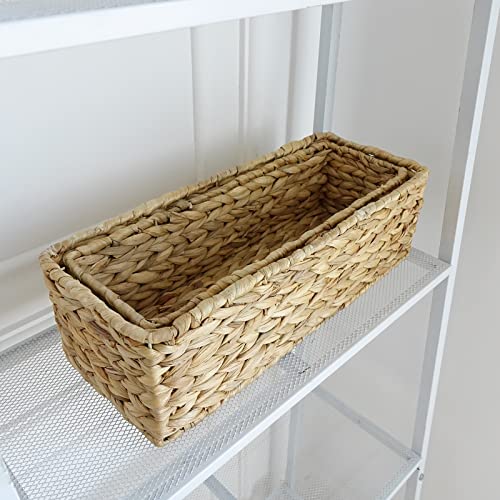 Toilet Paper Basket Natural Woven Bathroom Storage Organizer Basket Wicker Decorative Toilet Roll Holder Tank Basket(Water Hyacinth)