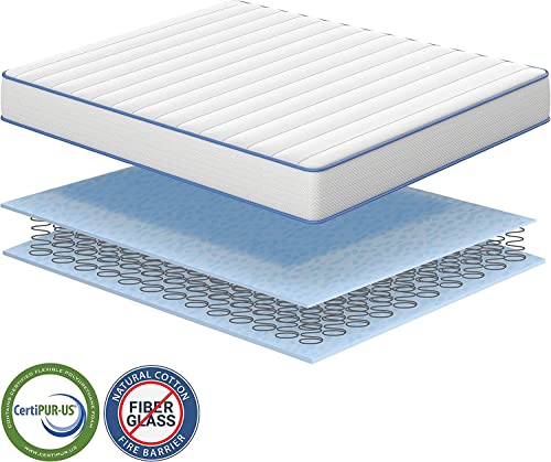Nautica Home, 6" Relieve Innerspring Hybrid Mattress, Quilted Memory Foam Cover, High Density Comfort Latex Foam Layer with Bonnell Support Coil Springs Base, Size Full, White