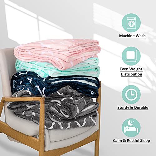 Sted Sherpa Fleece Weighted Blanket 15lbs, Moroccan Pattern Ultra-Soft Warm Sherpa with Premium Ceramic Beads to Relieve Stress, Individual Use on Couch Bed Teal 60"×80" 15 lbs