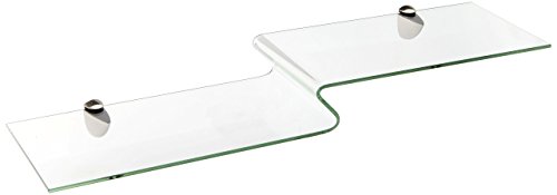 Spancraft Glass Kingbird Bent Glass Shelf, Brushed Steel Bracket, 8 x 32