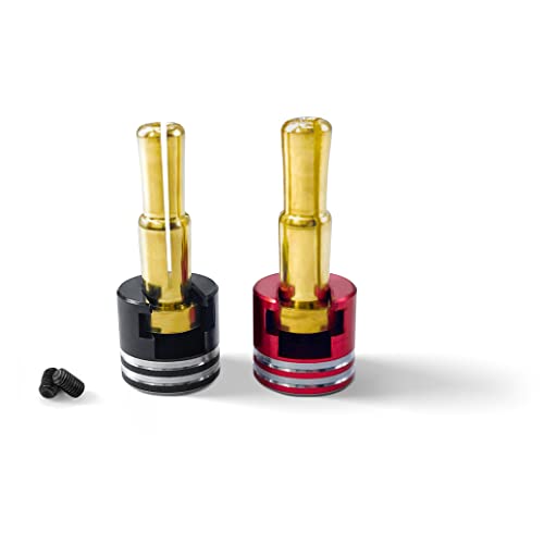 AEI Hobby 2Pcs Heatsink Bullet Plug Grips with 4mm 5mm 4-5mm Bullets (Black/Red) (4-5mm Bullets)