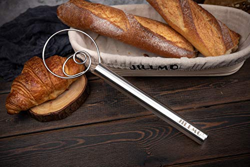 Jillmo Danish Dough Whisk, 12inch Stainless Steel Whisk