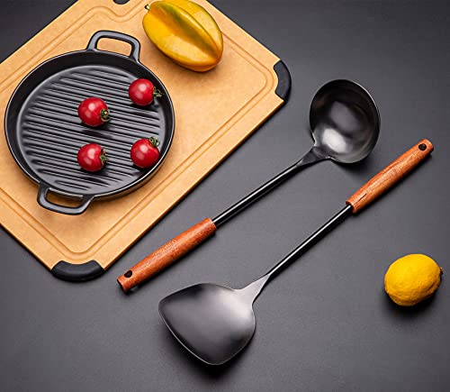 Spatula & Ladle Wok Tool Set, 14.2-15 inches wok utensils, Stainless Steel wok spatula