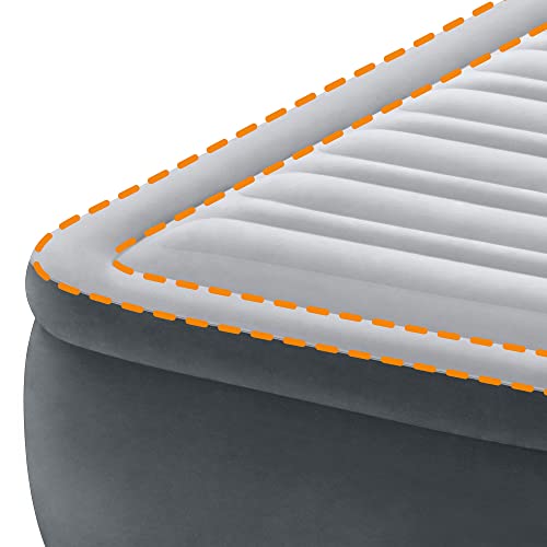 Intex Dura-Beam Deluxe 18 Inch Queen-Sized Air Mattress Comforting Bed with Built-in Electric Pump and Ultra Plush Supportive Headboard