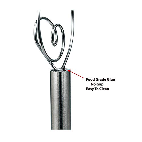 Jillmo Danish Dough Whisk, 12inch Stainless Steel Whisk