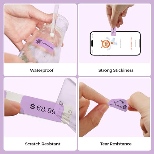 MUNBYN Thermal Label Tape for Penguin Bluetooth Label Maker Machine, 15 x 30mm 210 Labels/Roll, Self-Adhesive Label for Home, Office, School (Purple)
