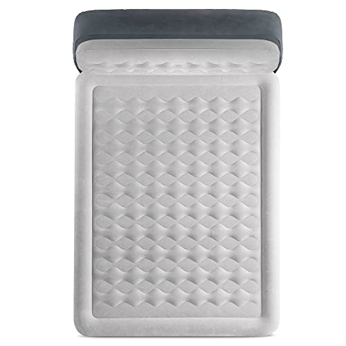 Intex Dura-Beam Deluxe 18 Inch Queen-Sized Air Mattress Comforting Bed with Built-in Electric Pump and Ultra Plush Supportive Headboard