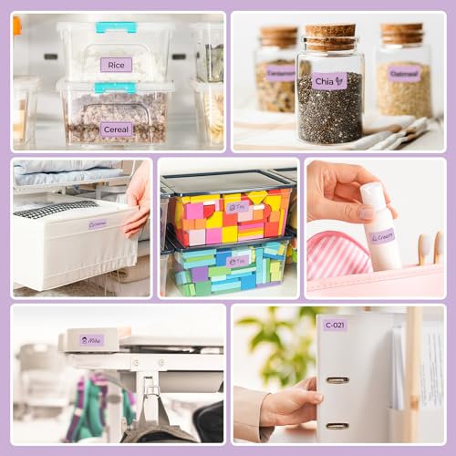 MUNBYN Thermal Label Tape for Penguin Bluetooth Label Maker Machine, 15 x 30mm 210 Labels/Roll, Self-Adhesive Label for Home, Office, School (Purple)