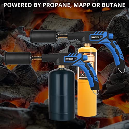 Sondiko Powerful Cooking Propane Torch Cooing Torch - Flame Thrower Fire Gun Grill Gun, Charcoal Lighter Campfire Starter(Propane Tank Not Included)