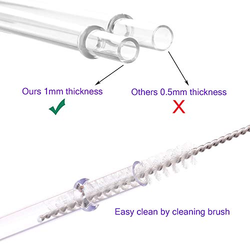 Dakoufish 12" Long Clear Reusable Tritan Replacement Drinking Straws for 40 oz,30 oz & 24 oz Mason Jar,Tumblers, Set of 12 with Cleaning Brush (12inch,Clear)