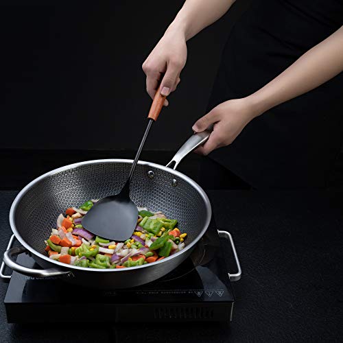 Spatula & Ladle Wok Tool Set, 14.2-15 inches wok utensils, Stainless Steel wok spatula