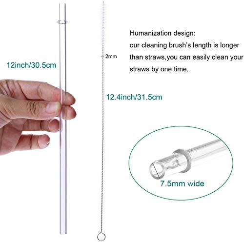 Dakoufish 12" Long Clear Reusable Tritan Replacement Drinking Straws for 40 oz,30 oz & 24 oz Mason Jar,Tumblers, Set of 12 with Cleaning Brush (12inch,Clear)