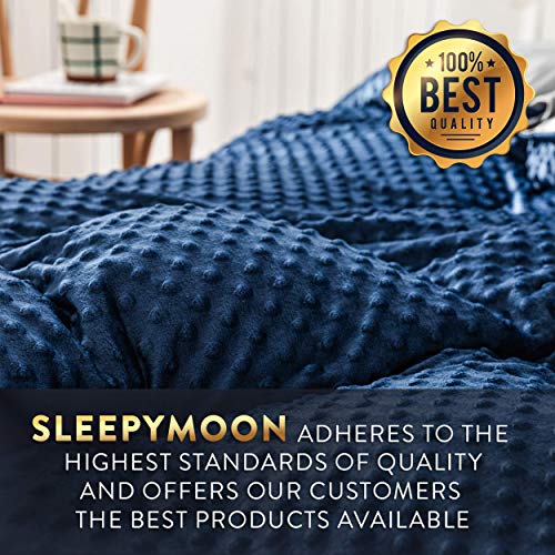 Sleepymoon Cool Organic Bamboo and Ultra Soft Minky Reversible Removable Duvet Cover for Adult Weighted Blankets Machine Washable for Hot and Cold Sleepers (Navy+Grey, 48″×72″)