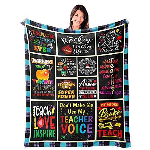 Joyloce Teacher Blanket Gifts for Teachers Flannel Fleece Throw Blankets for Teacher Gifts Lightweight Soft Throws for Home Bed Sofa Christmas Birthday Back to School Teachers' Day Gift Idea 60"X50"