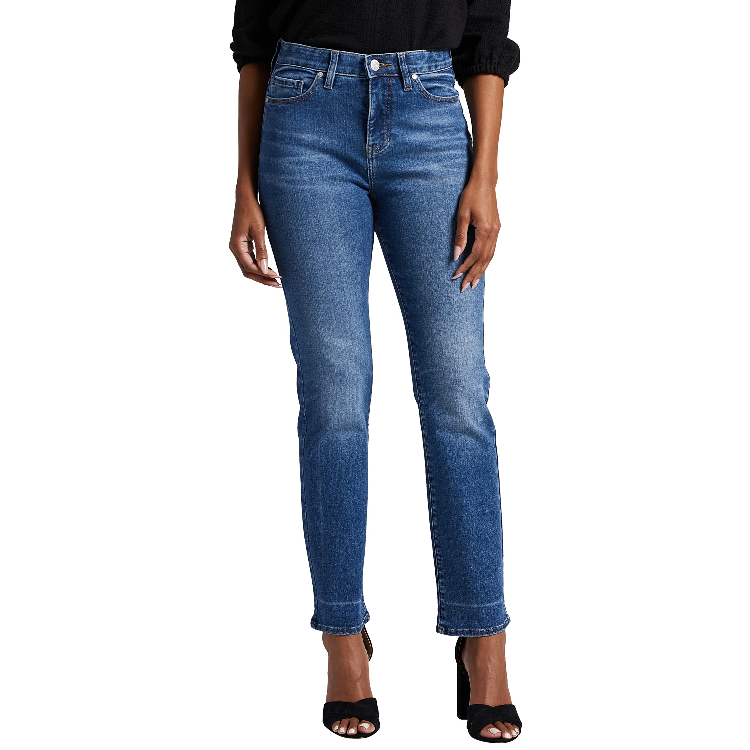 JAG Jeans Women's Stella 30" High Rise Straight Leg Jeans-Legacy, Maya Blue, 14