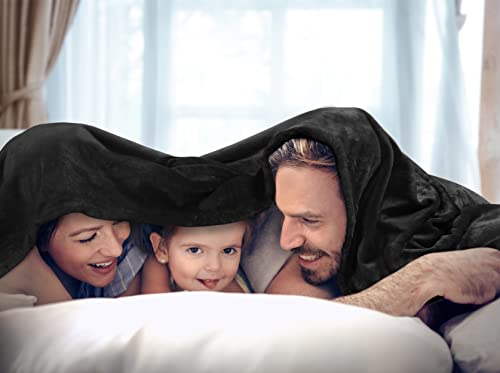 Utopia Bedding Fleece Blankets Bundle Pack of Black and Burgundy Queen Size Bed Blankets