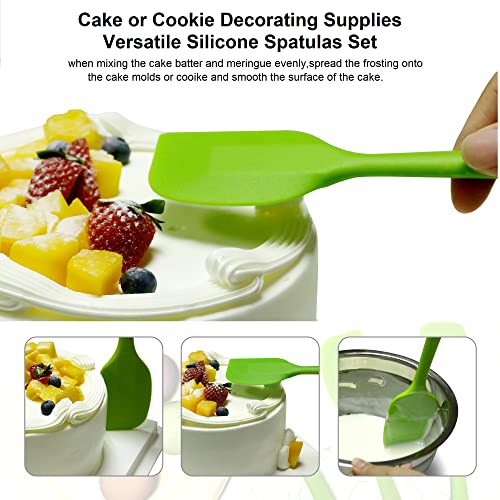 Silicone Spatulas Set of 4 Heat Resistant for Non Stick Cookware-Rubber Spatula Silicone for Baking Cookie Decorating Supplies Cake Turntable or Scraper-Small Fish Spatula for Cooking