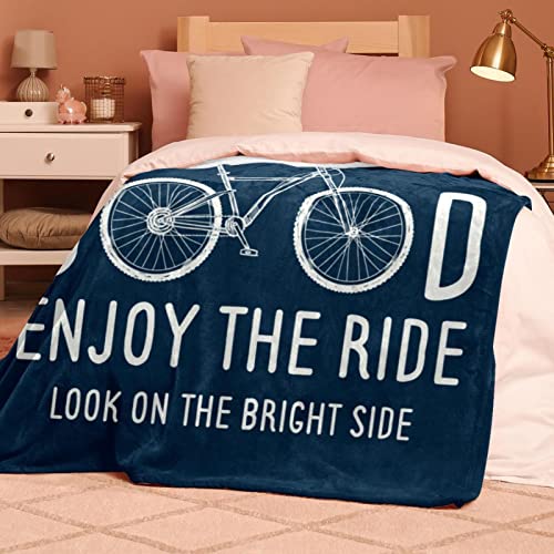 Plush Blanket Throw Blanket Warm Cozy Soft Microfiber Blankets, Bicycle Life is Good
