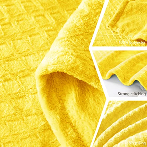 Exclusivo Mezcla Diamond Ultra Soft Throw Blanket, Large Flannel Fleece Blanket for Couch/Bed/Sofa (Yellow, 50 x 70 Inches) - Cozy, Warm and Lightweight