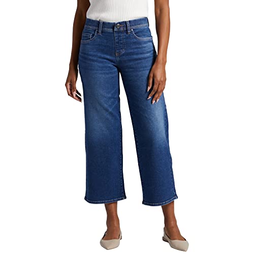 JAG Jeans Women's Ava Mid Rise Wide Leg Pull-on Jeans, Persian Blue, 16