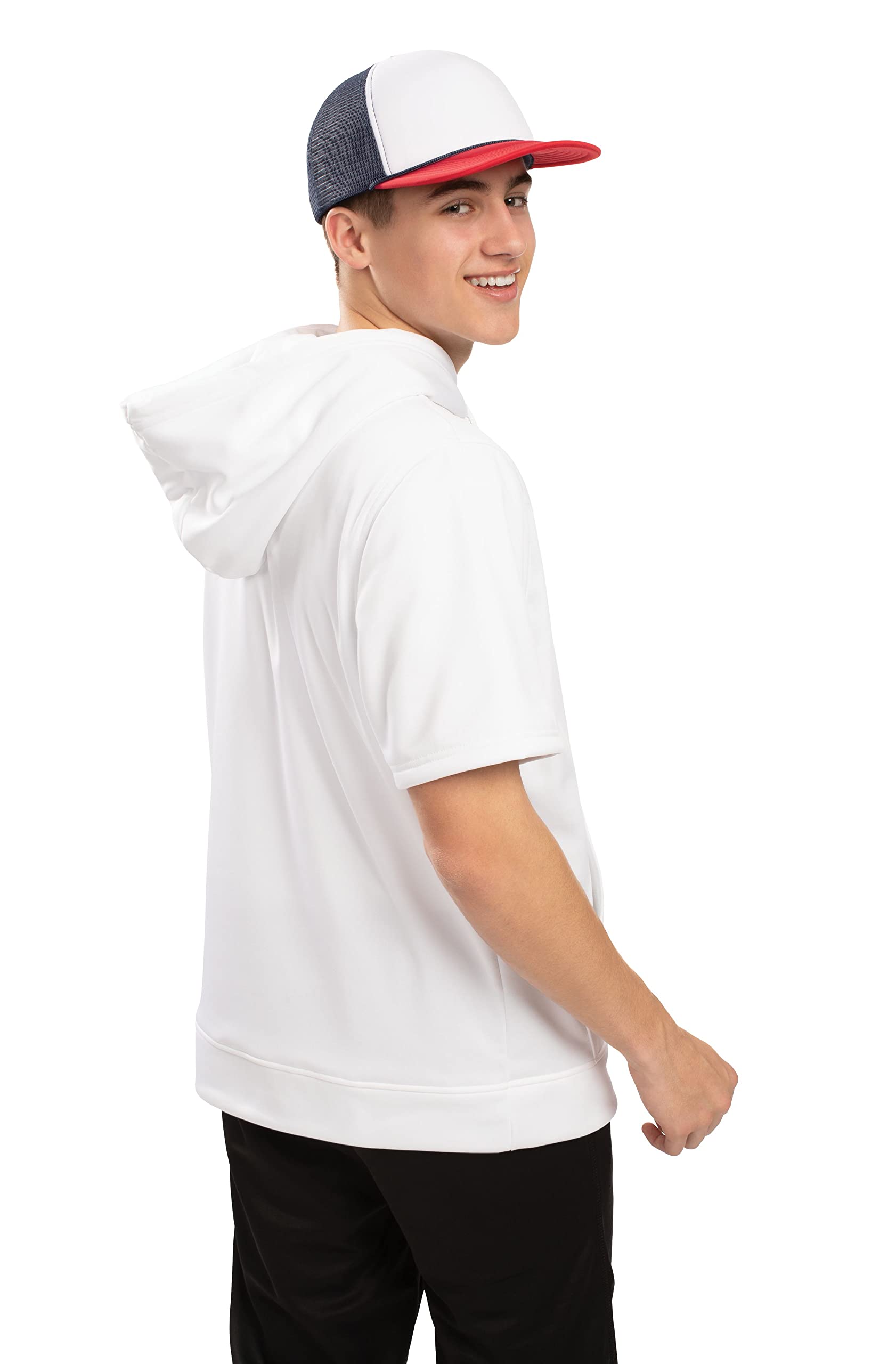 Augusta Sportswear Men's Wicking Fleece Short Sleeve Hoodie, Black, X-Large