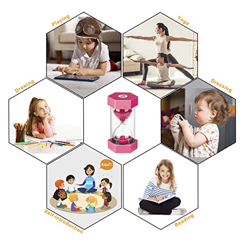 5 Pack Sand Timer Colorful Sandglass Timer Hourglass Set Sand Clock Timer Hourglass 1/3/5/10/30 Minutes for Games Classroom Kids Kitchen Office Deko