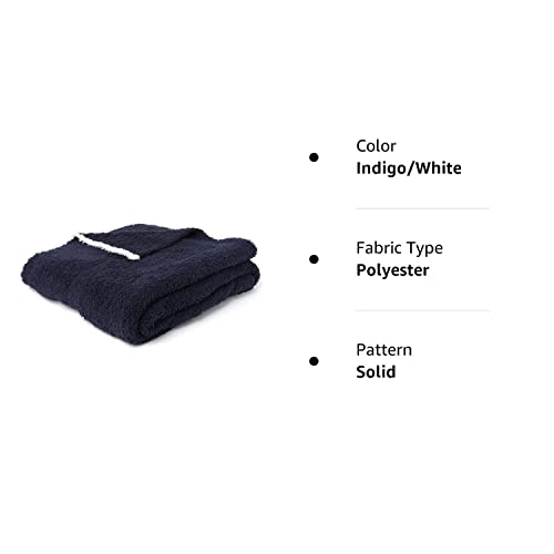 Barefoot Dreams CozyChic Rib Trim Throw - 60" x 45" (Indigo / White)
