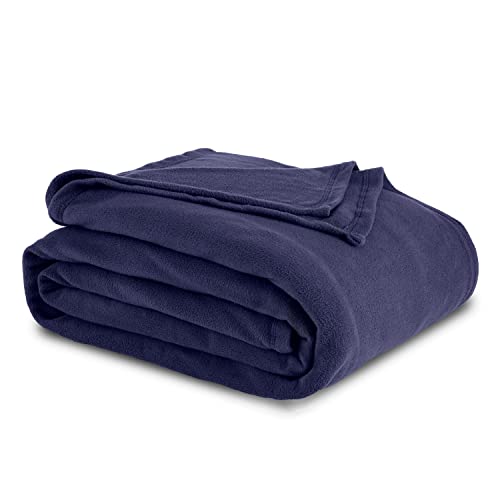 Martex Fleece Blanket Twin Size - Fleece Bed Blanket - All Season Warm Lightweight Super Soft Anti Static Throw Blanket - Navy Blanket - Hotel Quality- Blanket For Couch (66x90 Inches, Navy)