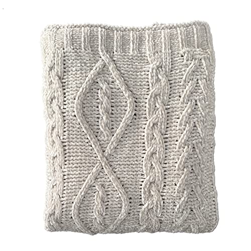 Knitted Luxury Chenille Throw Super Soft Throw Blanket for Sofa Bed All Season Decorative Couch Blanket 50x60 Light Grey