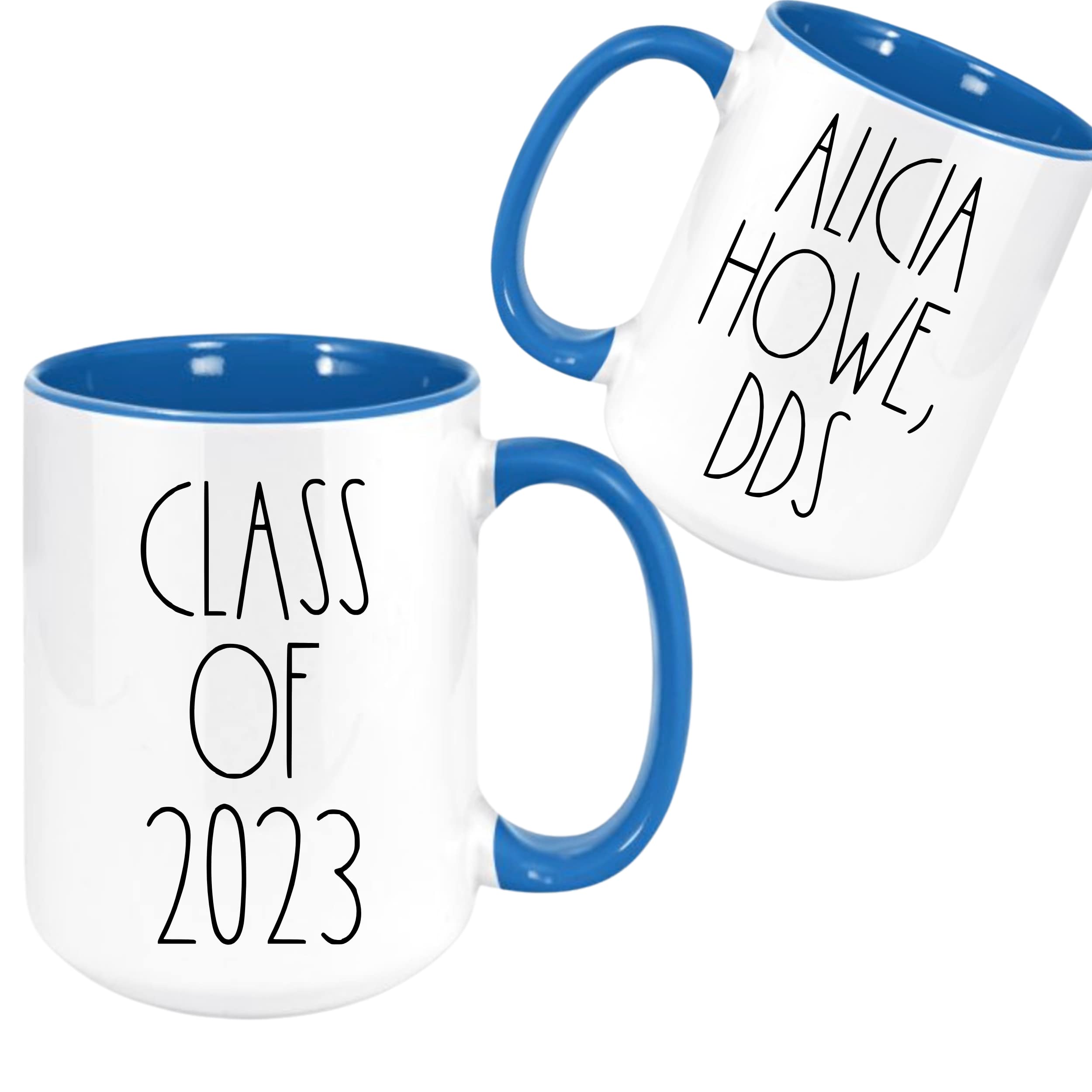 PERSONALIZED COFFEE MUG! Farmhouse Style skinny font inspired Font BLUE! 15oz Ceramic Mug | Your Custom Text on front, back, or both sides!
