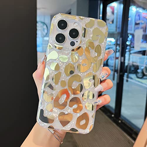 Jmltech for iPhone 13 Pro Max Case Leopard Girly Women Cute Clear Slim Glitter Cheetah Floral Hybrid Silicone Bumper Hard Back Shockproof Phone Case for iPhone 13 Pro Max (Leopard)