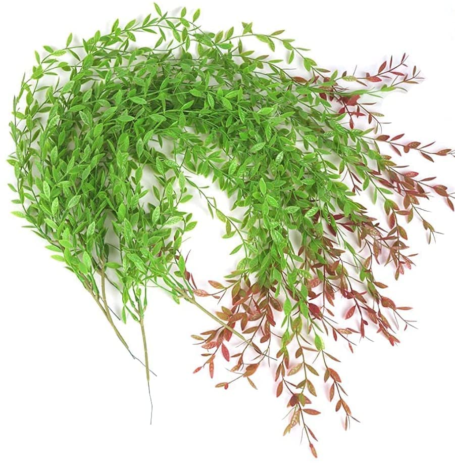 5Pcs Artificial Vines, Fake Greenery Garland Willow Leaves, Hanging Ivy Garland for Wedding Party Home Garden Wall Backdrops Decor