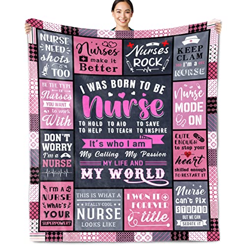 KJACGAD Nurse Gifts for Women, Rn Gifts for Nurses, Nurse Practitioner Gifts for Women, Nursing School Gifts for New Nurses, Nurse Appreciation Gifts, Nurse Graduation Gift Throw Blankets 60x50 Inch