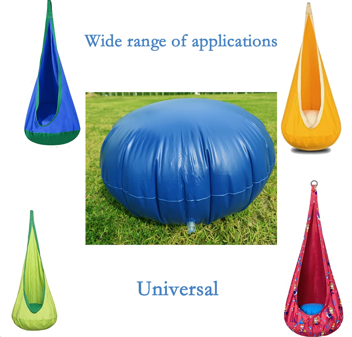 VkerQerd Kids Swing Hammock Pod Chair Replacement Inflatable Cushion, 27.5 in Swing Hammock Pod Chair Thickened PVC Inflatable Cushions (Blue)