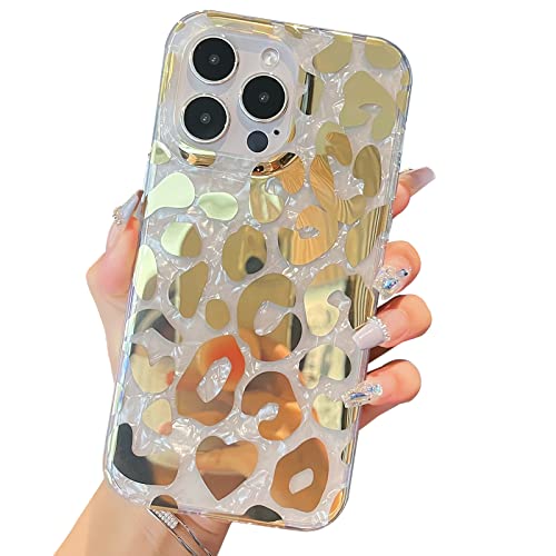 Jmltech for iPhone 13 Pro Max Case Leopard Girly Women Cute Clear Slim Glitter Cheetah Floral Hybrid Silicone Bumper Hard Back Shockproof Phone Case for iPhone 13 Pro Max (Leopard)