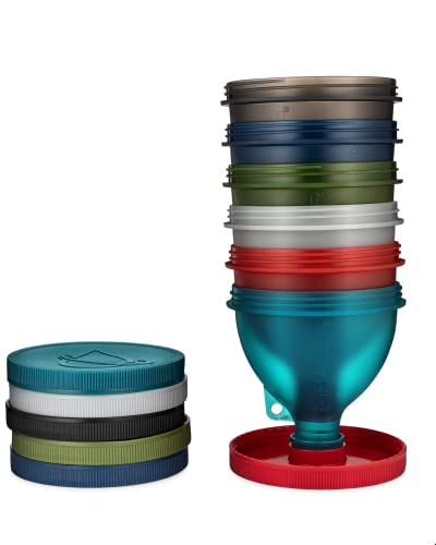 ProStand [6 Pack] - Funnels w/Stand for Filling Water Bottles with Protein Powder, Supplement Container Set to Go or Kitchen Use, Keychain for Shaker Cup