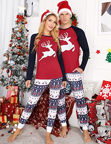 Prosoft&Hawiton Family Christmas Pajamas Matching Sets Xmas Couple Pj Sets 2 Piece Sleepwear Set Holiday Jammies