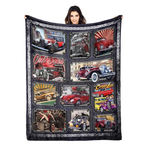 Retro car Vintage car Gift Ultra-Soft Throw Blanket 80"x60" Comfortable Gifts for Bed Sofa Dorm Decor Bedding Bedroom