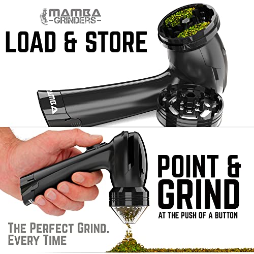 Mamba 1g 50mm Electric Herb Grinder. 6V Battery Powered One-Handed Mill. Easy Press Two-Direction Rocker Switch for Fluffy Product Grinding