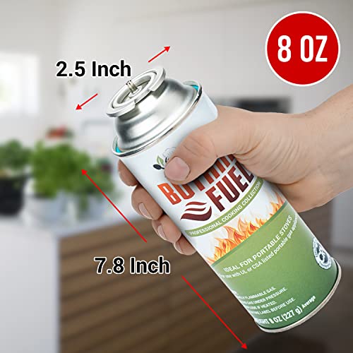 Jo Chef Butane Fuel Canister, 8. 8 oz Butane Cylinder, Pure Refined Butane Gas for Camping Stove Or Use Directly with Brûlée Kitchen Blow Torch Head (1 Can)