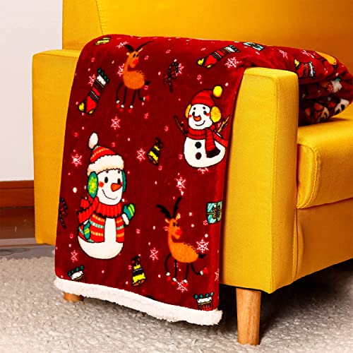 Christmas Blanket,Sherpa Blanket,Red Throw Blanket for Couch,Weighted Soft Fleece Blanket,Gift for Kids Women,Breathable, Comfortable, Anti-Pilling, Machine Washable|50'' X 60''