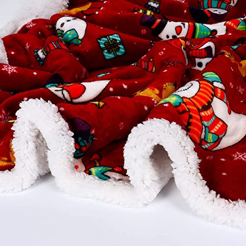 Christmas Blanket,Sherpa Blanket,Red Throw Blanket for Couch,Weighted Soft Fleece Blanket,Gift for Kids Women,Breathable, Comfortable, Anti-Pilling, Machine Washable|50'' X 60''