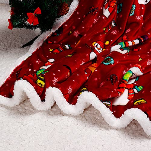 Christmas Blanket,Sherpa Blanket,Red Throw Blanket for Couch,Weighted Soft Fleece Blanket,Gift for Kids Women,Breathable, Comfortable, Anti-Pilling, Machine Washable|50'' X 60''