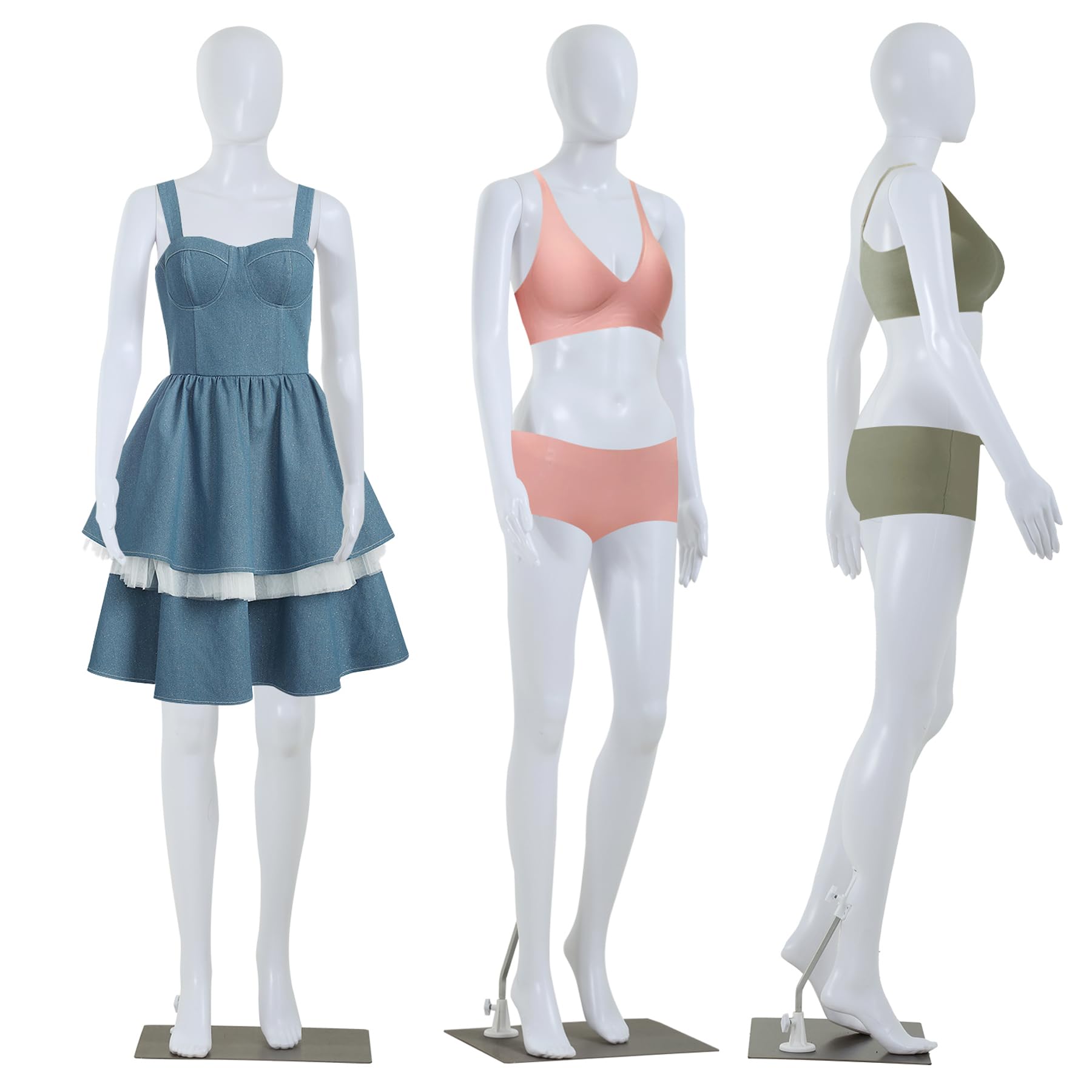 Female Mannequin Full Body Dress Form Sewing Dress Model Stand Adjustable Dress Mannequin 69" Detachable Manikin Body Display Head Rotation Manikin Torso Stand w/ Metal Base, White