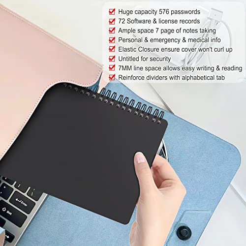 Spiral Password Book with Alphabetical Tab, 576 Entries Internet Address Organizer for Online Login Details, 5.9x8.4in Password Keepers, Untitled Password Notebook Large Print for Home or Office