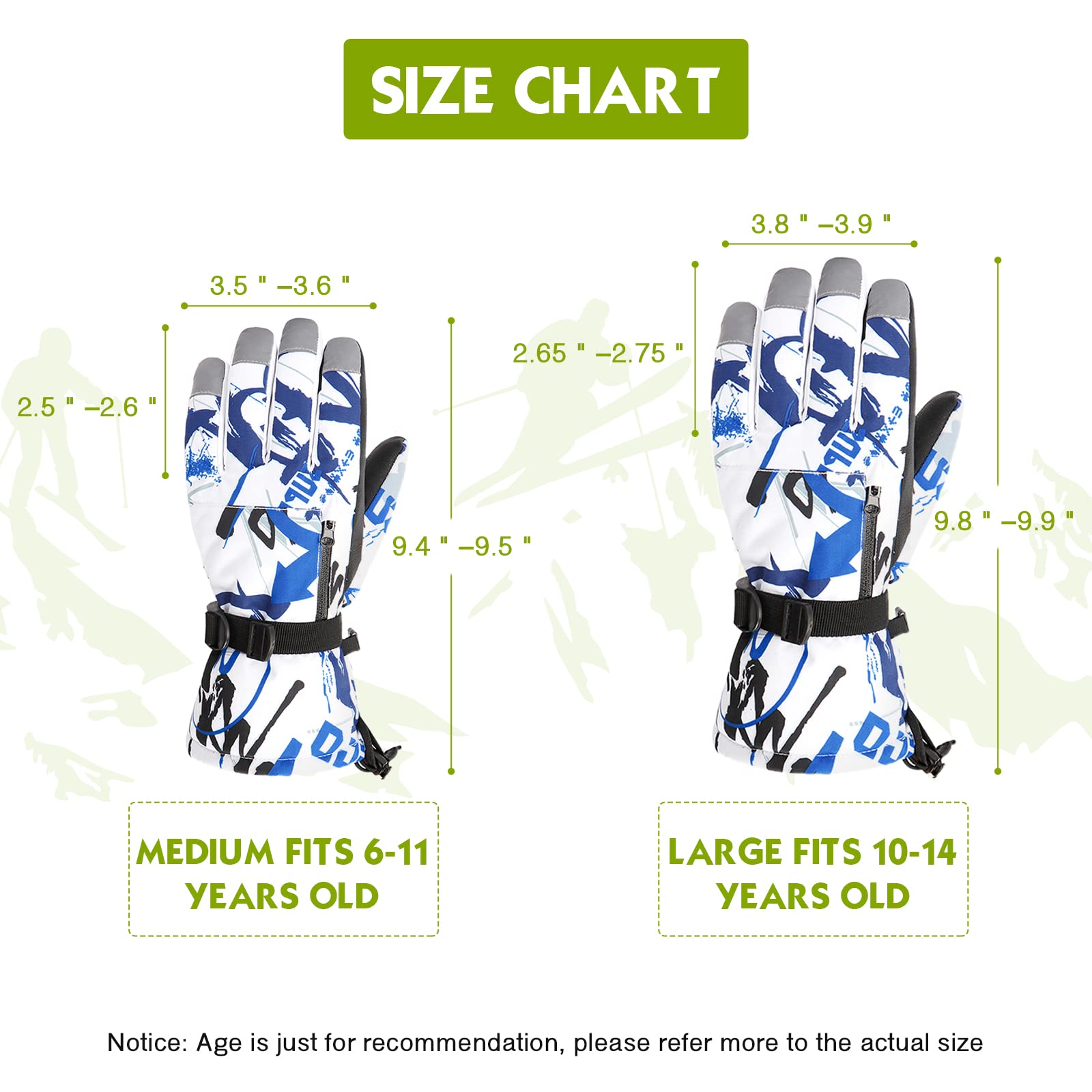 Kids Winter Gloves Waterproof Touchscreen Snow Ski Snowboard Gloves Boys Girls Toddler Windproof 01 Black Medium