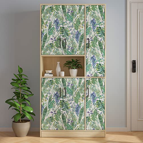 CHIHUT Green Leaf Wallpaper Peel and Stick Tropical Palm Leaf Wallpaper Self Adhesive Removable Greenery Wallpaper Botanical Contact Paper for Cabinets Walls Shelf Liner 17.7”x236” Vinyl Film